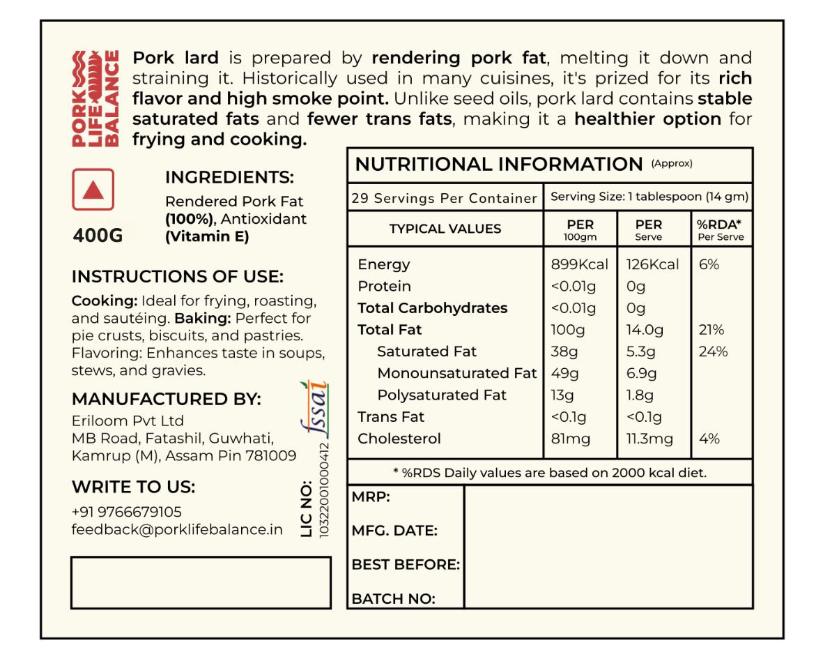 Pork Fat Products in India | Cooking With Pork Lard – PLB Snacks